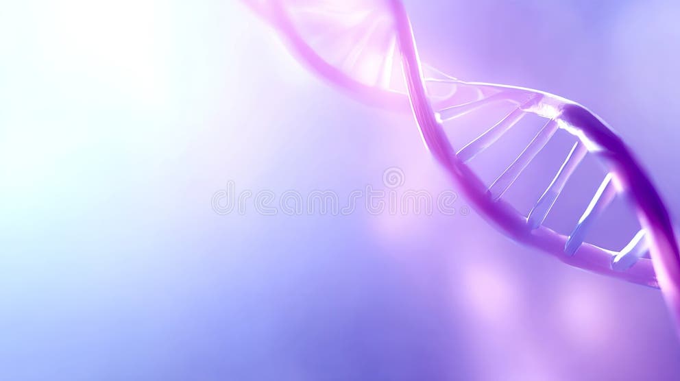 A Captivating View of a DNA Strand is Shown with Vibrant Purple Hues ...