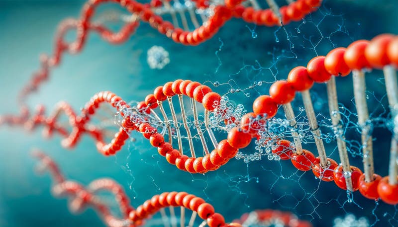 Visual Representation of DNA Strands Surrounded by Viruses in a ...