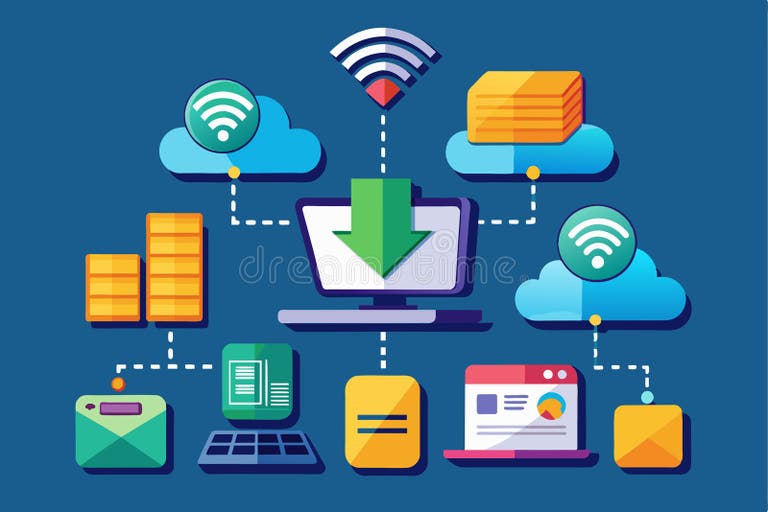 Downloading Cloud Storage Stock Illustrations – 4,781 Downloading Cloud ...