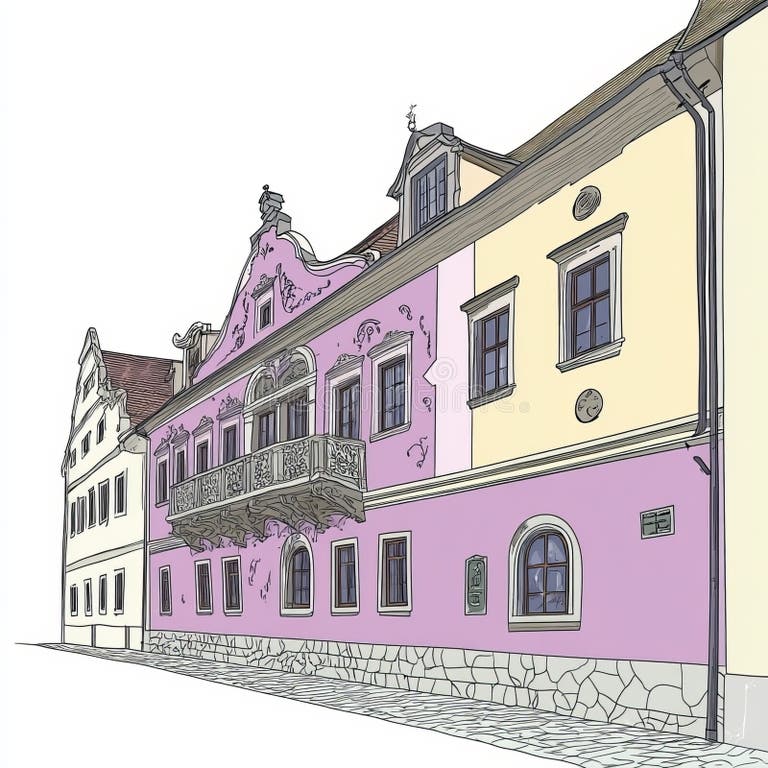 A Visual Representation of a Drawing of an Edifice with a Clock Tower ...