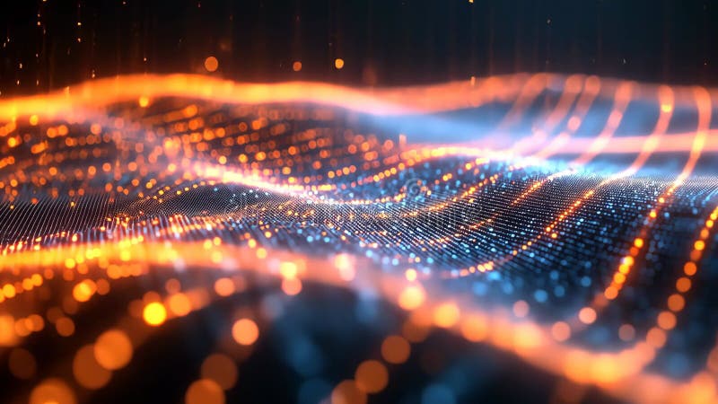Visual Representation of Dynamic Digital Waves Flowing in Vibrant ...