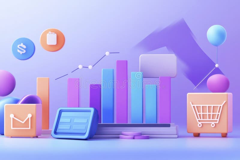 Visual Representation of E-commerce Sales Growth with Vibrant Bar ...