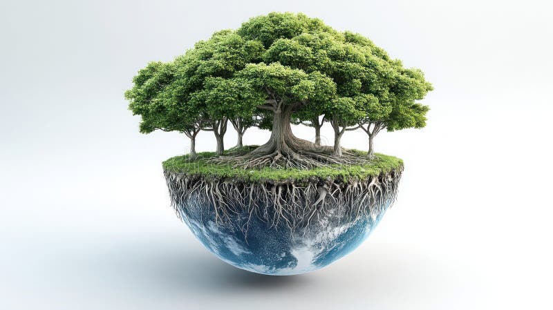 A Visual Representation of the Earth Showcasing Trees and Their Roots ...