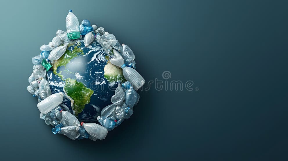 Visual Representation of Earth Surrounded by Plastic Waste Highlighting ...