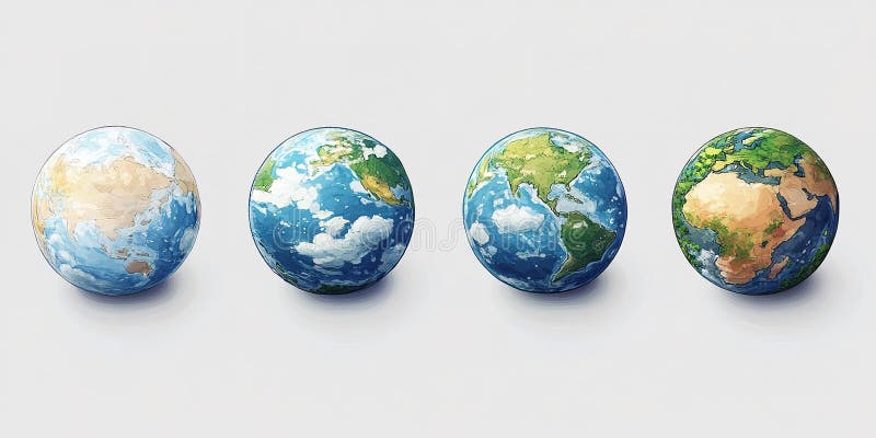 Visual Representation of Earth in Various Stages Highlighting Land ...