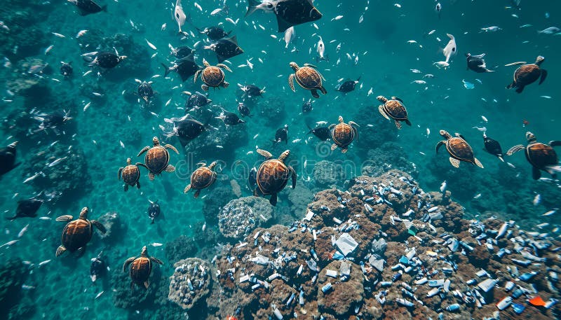 Sea Turtles Amidst Plastic Pollution a Turtle S Eye View of Underwater ...