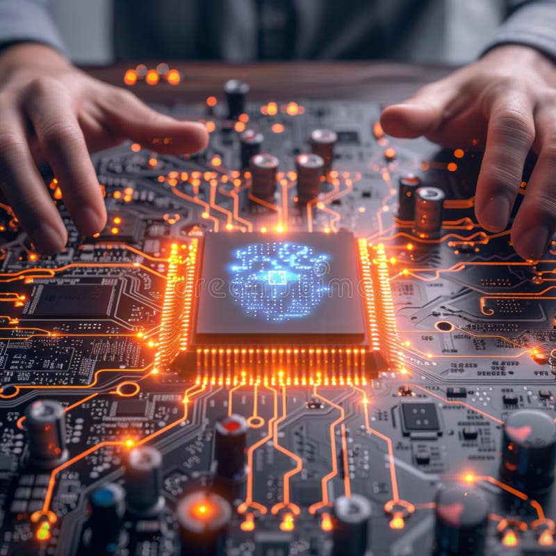 Visual Representation Electronic Chips, AI Symbols Conveying Advanced ...