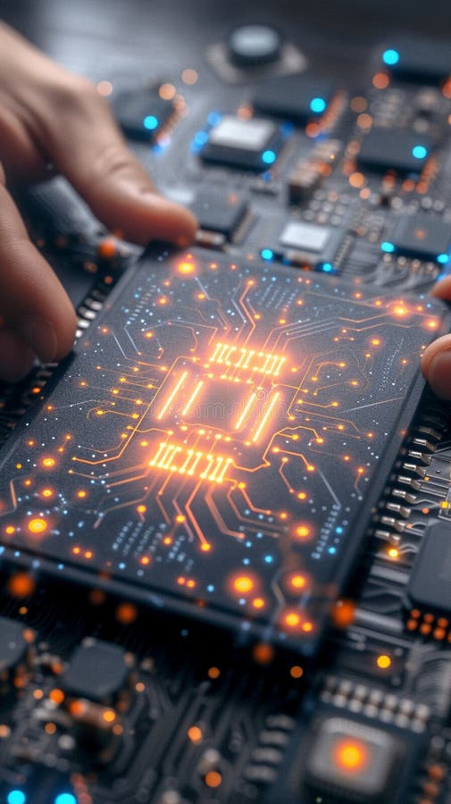 Visual Representation Electronic Chips, AI Symbols Conveying Advanced ...