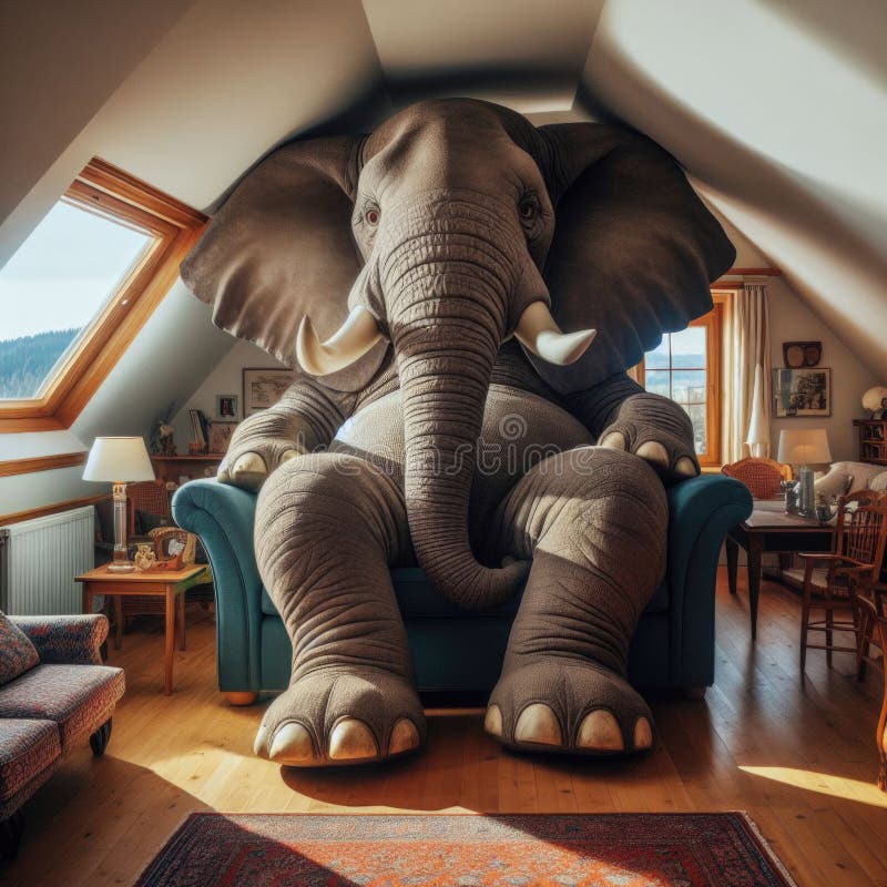 Visualisation of the Expression "Elephant in the Room". Stock ...