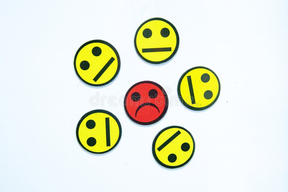 A Visual Representation of Emotional Dynamics. a Central Red Sad Face ...