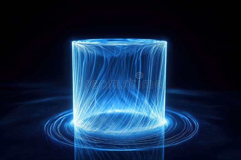 Visual Representation of Energy Patterns in a Glowing Blue Cylinder ...