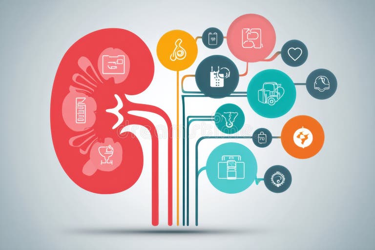 Infographic Illustrating Kidney Functions with Icons Showcasing ...