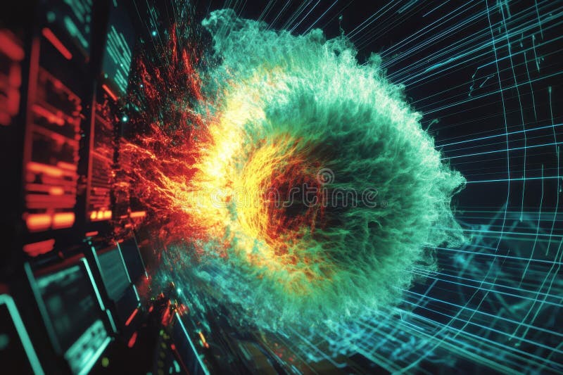 Visual Representation of an Explosive Energy Surge in a Digital Realm ...