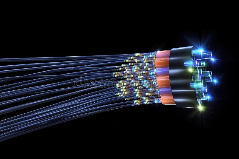 A Visual Representation of Fiber Optic Cables Transmitting Data Stock ...