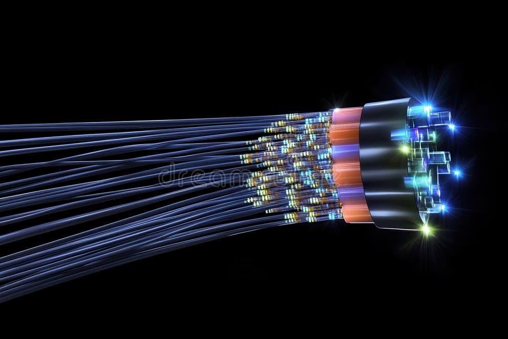 A Visual Representation of Fiber Optic Cables Transmitting Data Stock ...