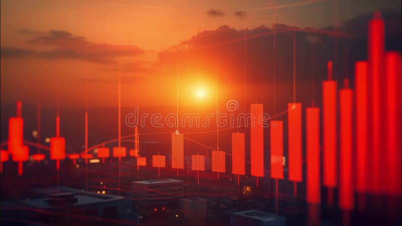 Visual Representation of a Financial Analysis on Blurred Modern City in ...