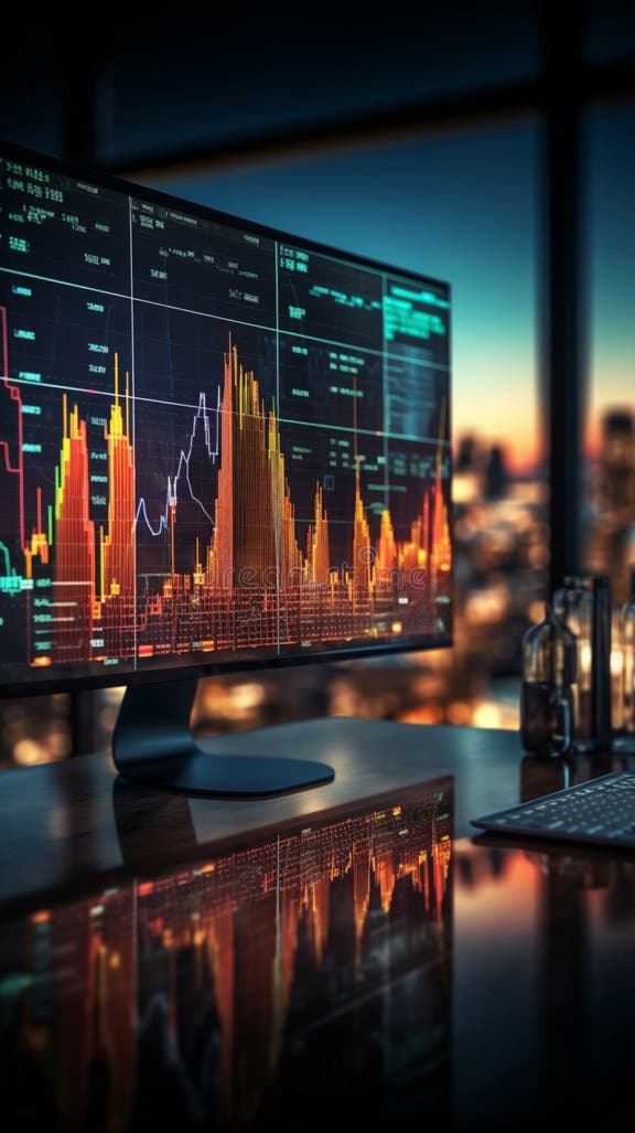 Visual Representation of Financial Data Showcased on Screen Graph ...