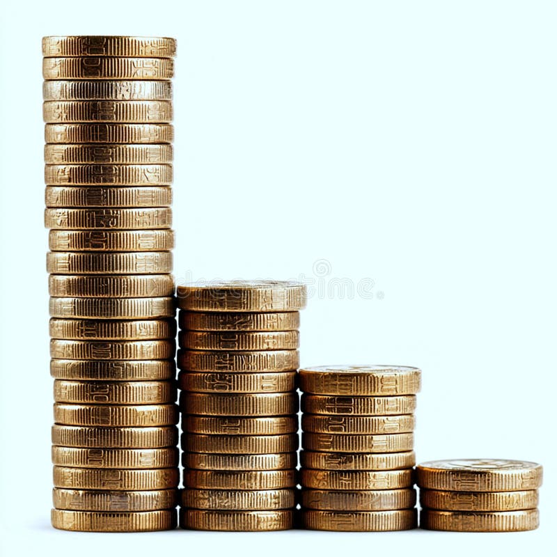 Financial Decrease Concept with Stacked Golden Coins Representing ...