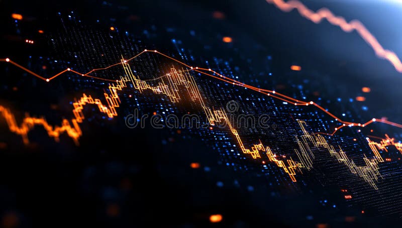 Visual Representation of Financial Graph with Orange and Blue Lines ...