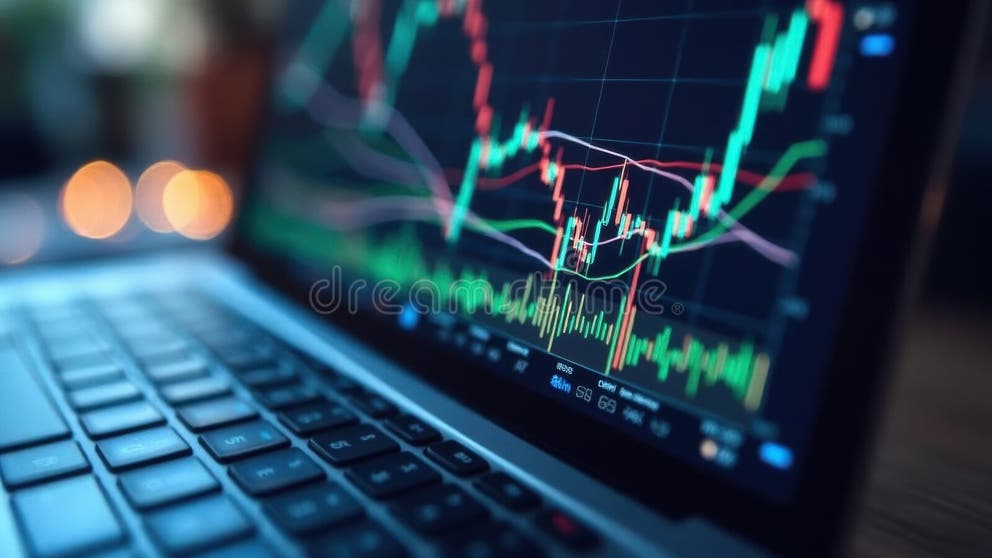 Visual Representation of Financial Graphs and Charts Displayed on a ...