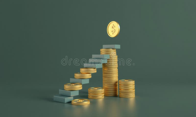 Visual Representation of Financial Growth, Featuring Stack of Gold ...