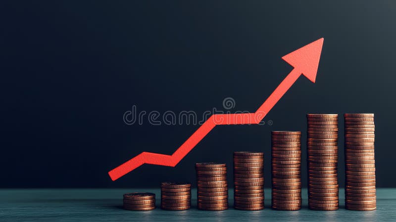 Visual Representation of Financial Growth with Stacked Coins and an ...
