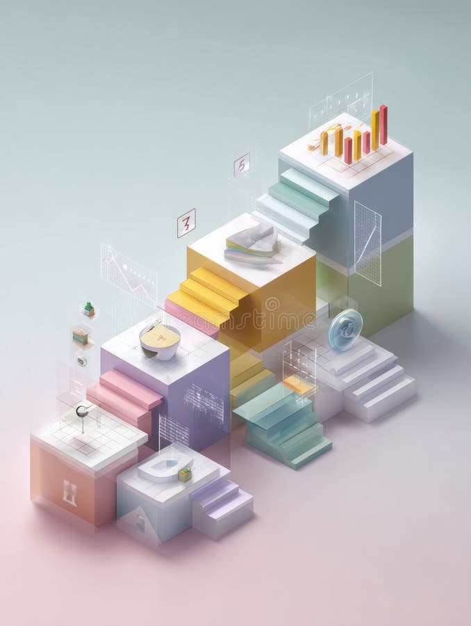Isometric 3D Infographic Layout Illustrating Five Steps of Business ...