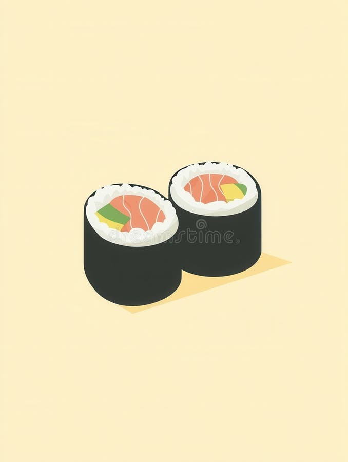 Flat Sushi Roll Icon Showcasing Japanese Food Design with Minimal Style ...