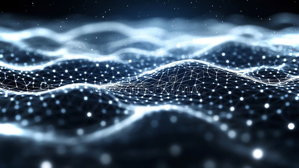 Visual Representation of Flowing Data Waves in a Digital Landscape in ...