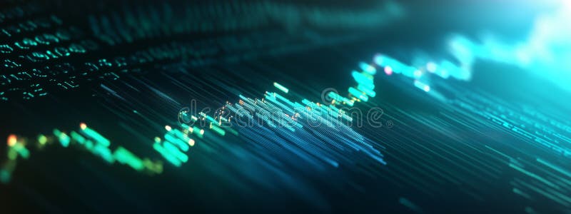 Digital Wave Patterns Showcasing Financial Market Trends Against a Dark ...