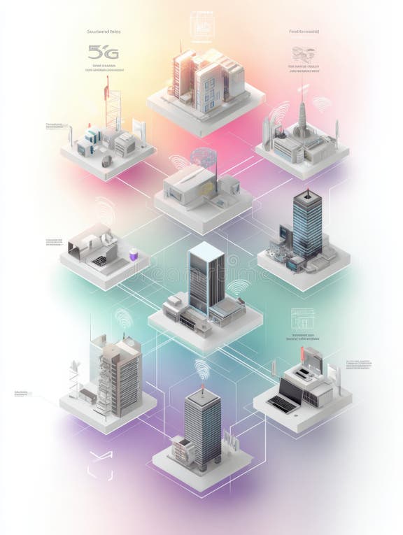 5G Architecture Infographic Showcasing Base Stations and Connected ...