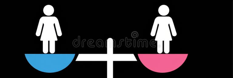 Concept of Gender Equality Represented by Balanced Figures in Blue and ...