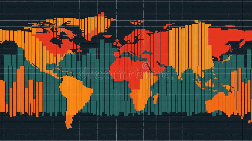 Visual Representation of Global Data Trends with Colors Indicating ...