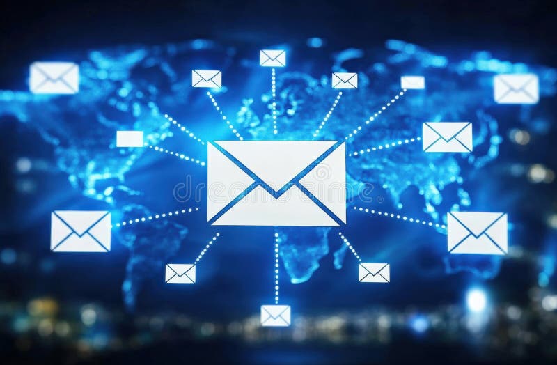 Global Email Communication Network Stock Illustration - Illustration of ...
