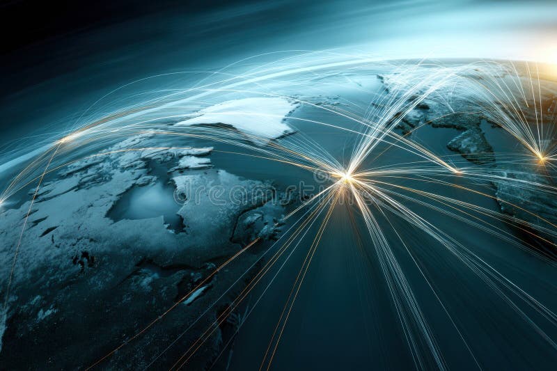 Visual Representation of Global Flight Paths Connecting Continents ...