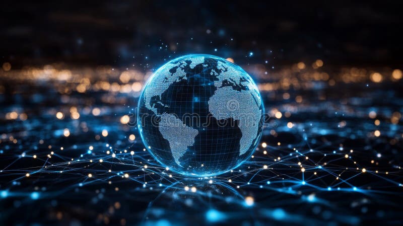 A Visual Representation of a Global Network on a World Map ...