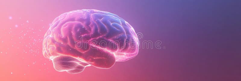 Visual Representation of a Glowing Brain Made of Light Points and Lines ...