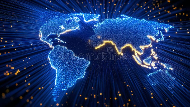 Visual Representation of a Glowing Digital Globe with Vibrant Lights ...