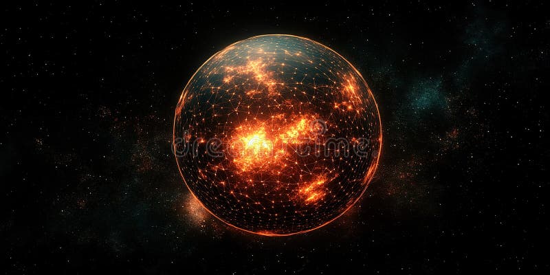Visual Representation of a Glowing Planet Surrounded by a Cosmic ...