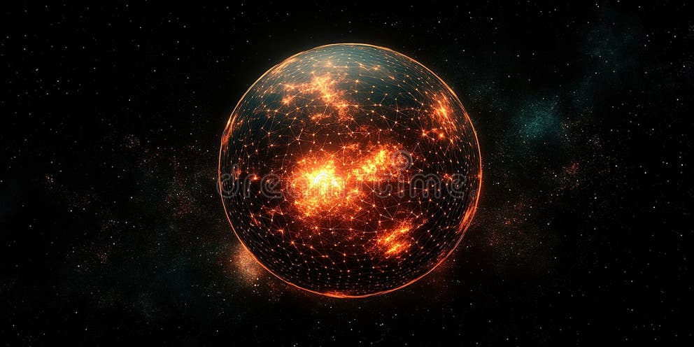 Visual Representation of a Glowing Planet Surrounded by a Cosmic ...