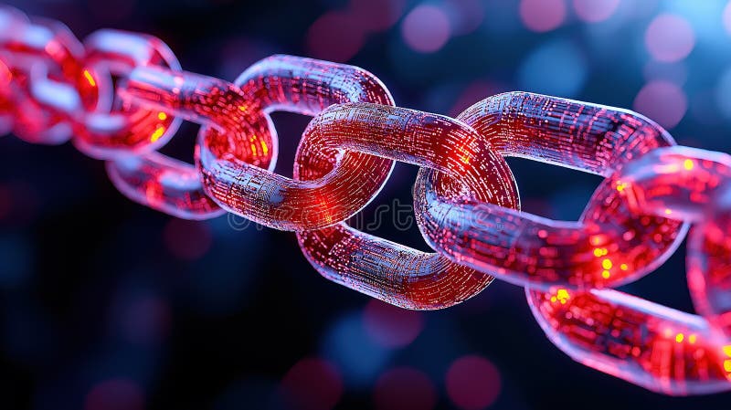 Visual Representation of a Glowing Red Chain Structure Stock ...