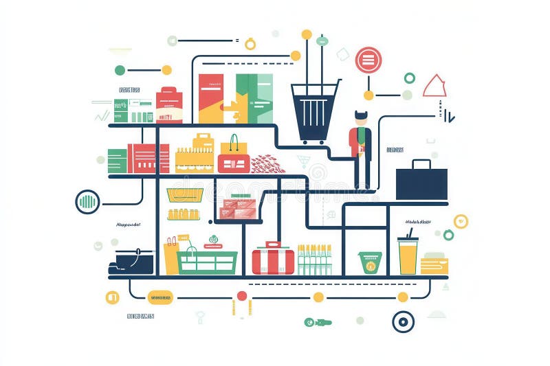 Illustration of Grocery Order Flow from Selection To Delivery ...
