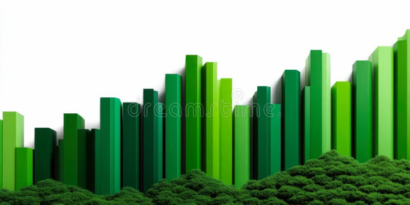 Visual Representation of Growth through Green Columns with Lush ...