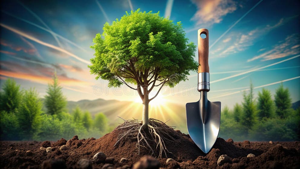 A Visual Representation of Growth Shovel Digging into Earth Surrounded ...