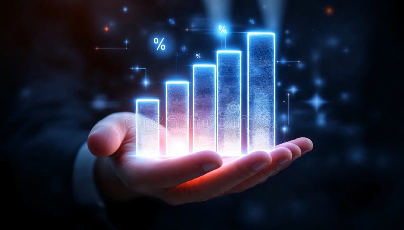 Visual Representation of Growth with Upward Trending Bars Held in Hand ...