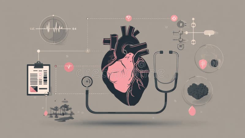 Visual Representation of Heart Health Concepts Featuring Various ...