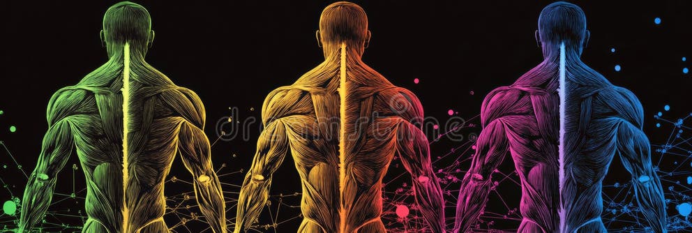 Color-coded Illustration of Muscle Groups Displayed in a Modern Medical ...