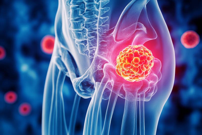 A Visual Representation of Hip Bone Cancer or a Tumor in 3D, Indicating ...