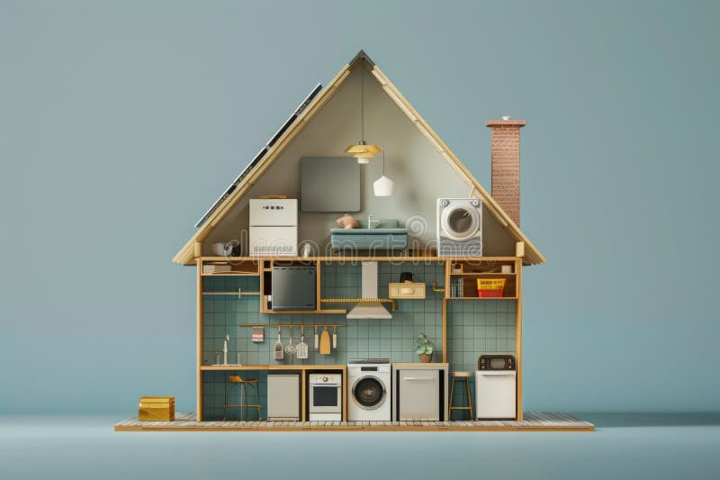 Visual Representation of a House Section Featuring Solarpowered ...