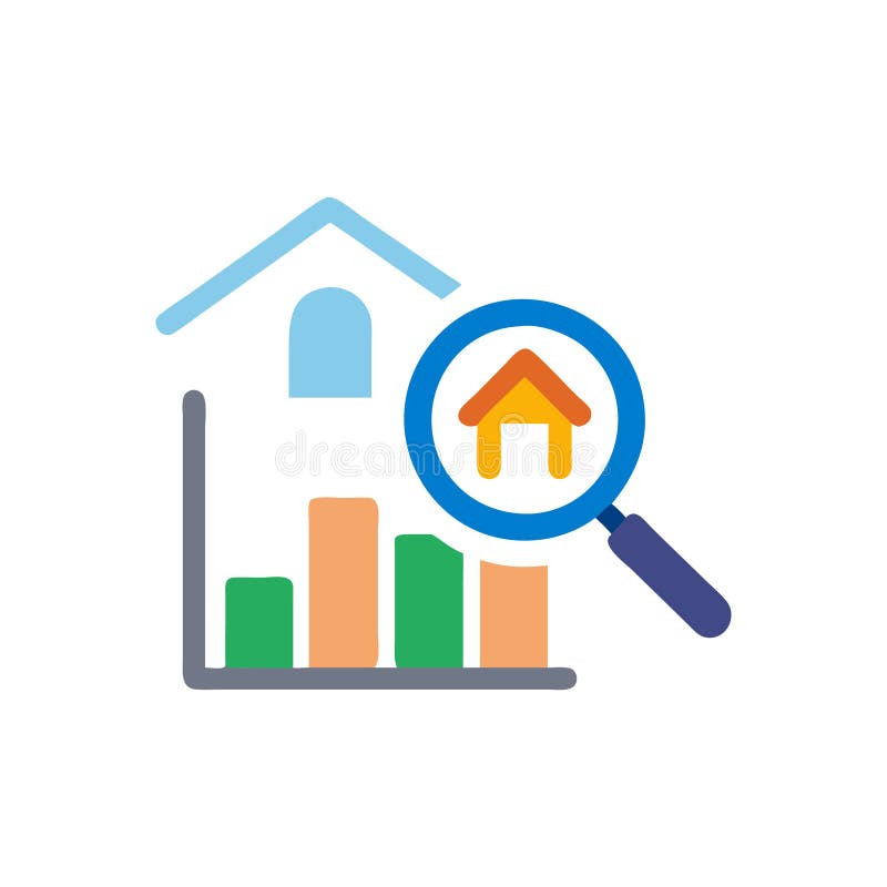 Housing Demand Analysis Icon for Economic Insights Stock Illustration ...